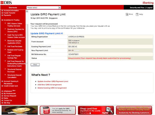 DBS Update GIRO Payment Limit FAQs – iBanking | DBS Singapore
