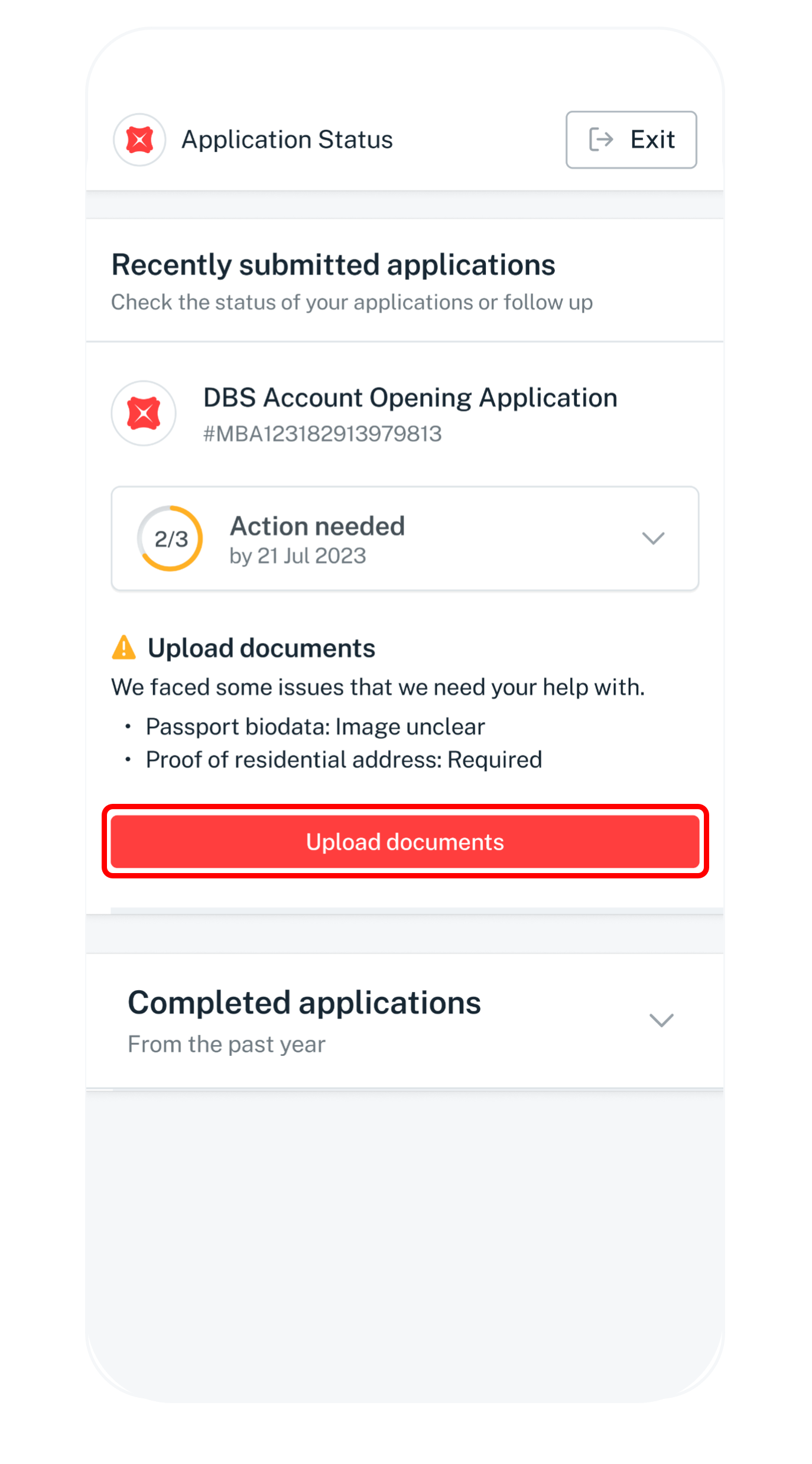 DBS Account Opening Application Status Check | DBS Singapore
