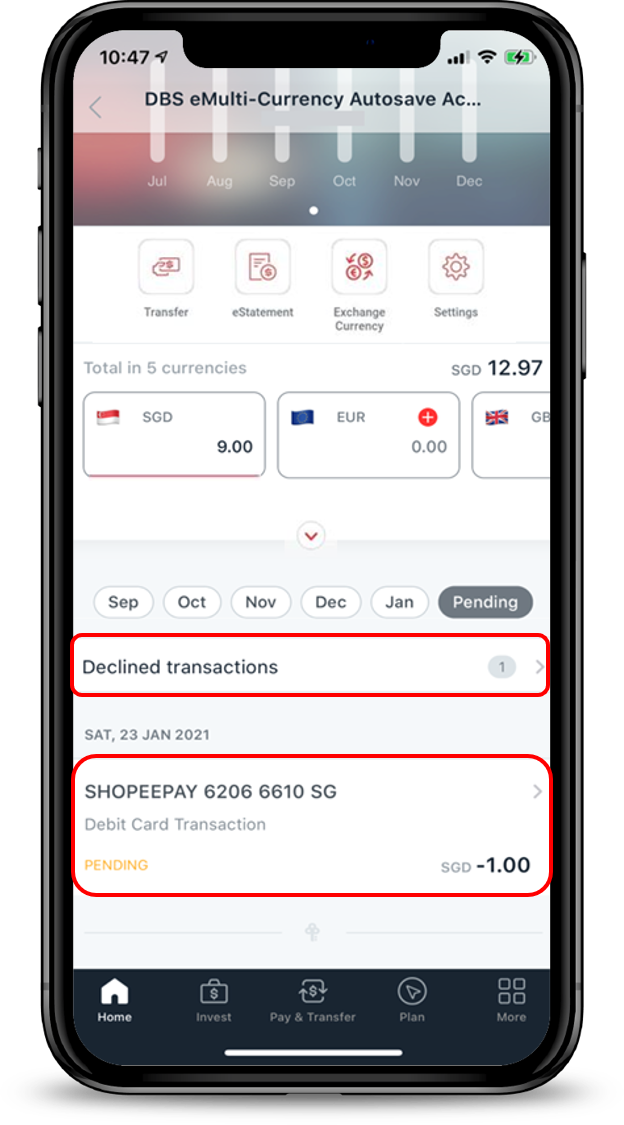 Check Debit Card Transaction Details | DBS Singapore