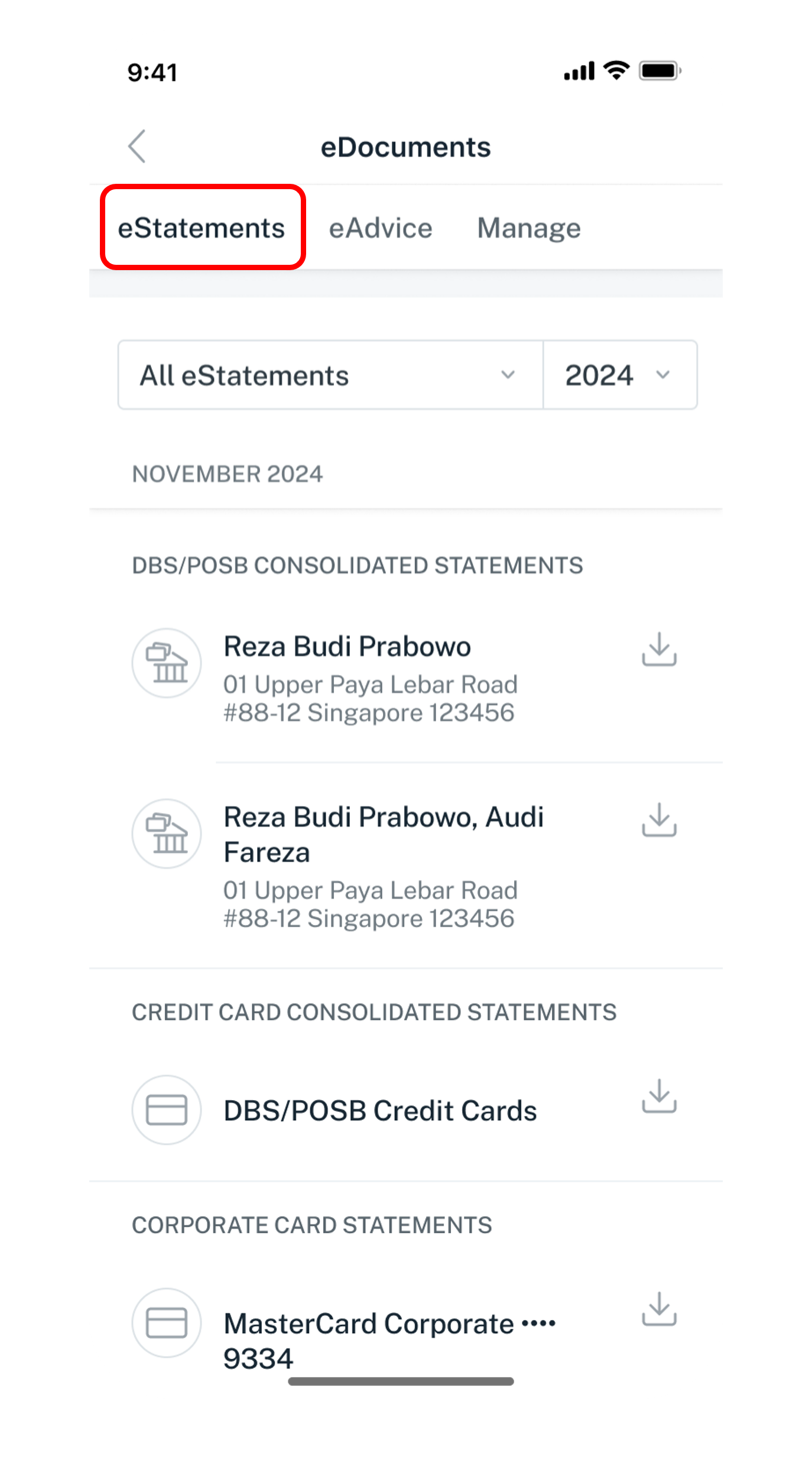 View your eStatements and eAdvices | DBS Singapore