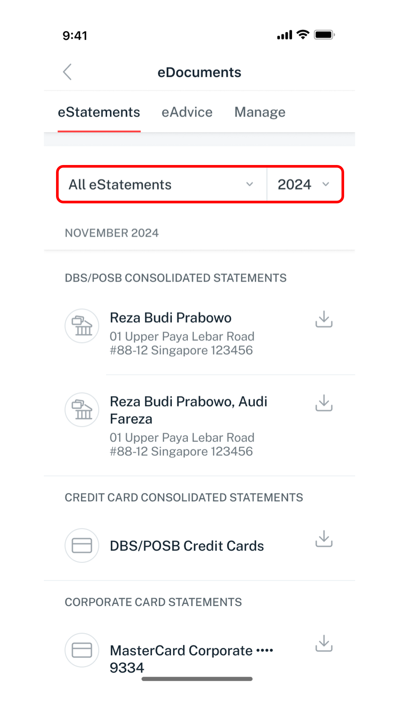 View your eStatements and eAdvices | DBS Singapore