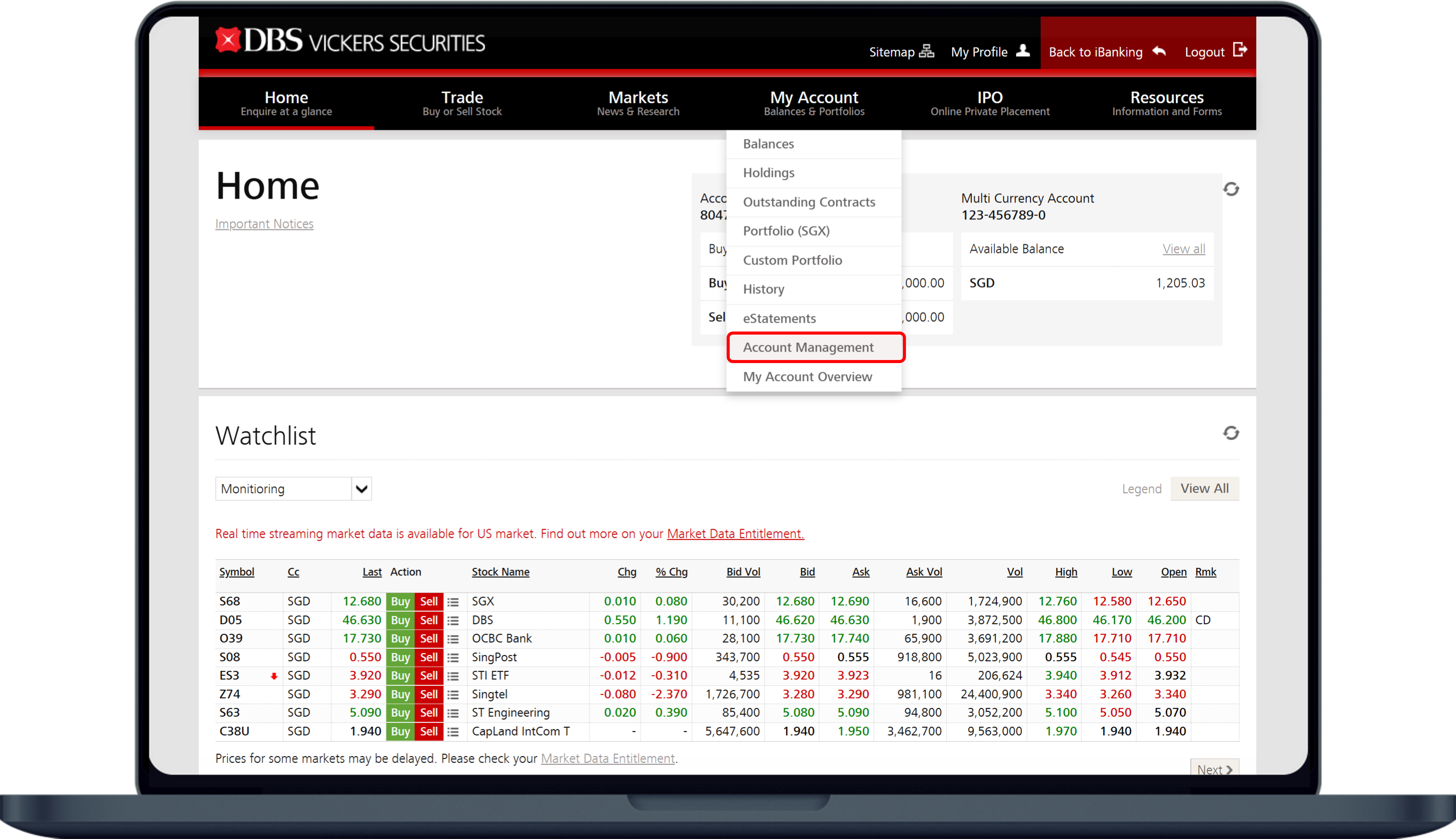 Terminate DBS Vickers Online Trading Account | DBS Singapore