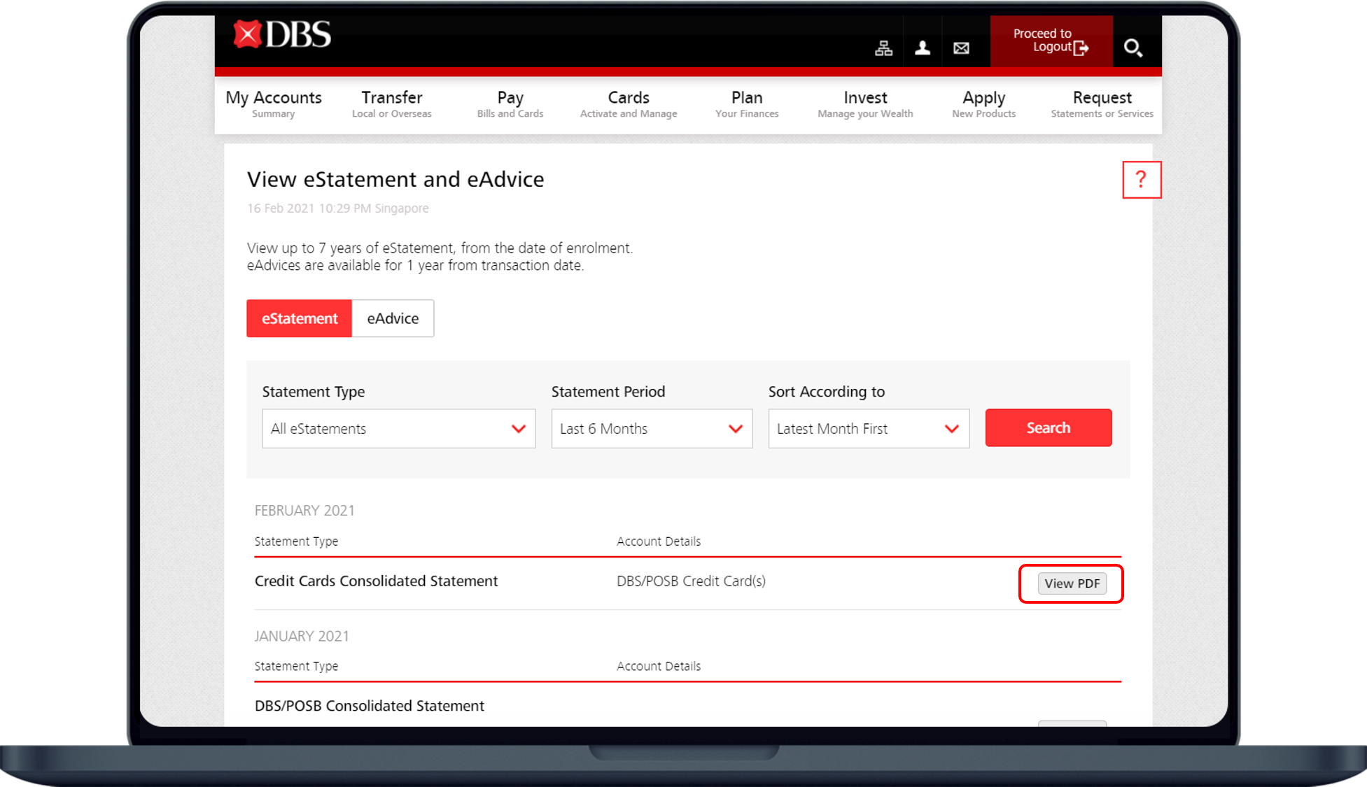 Retrieval Of Card Statements DBS Singapore