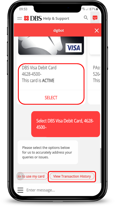 Check Debit Card Transaction Details | DBS Singapore