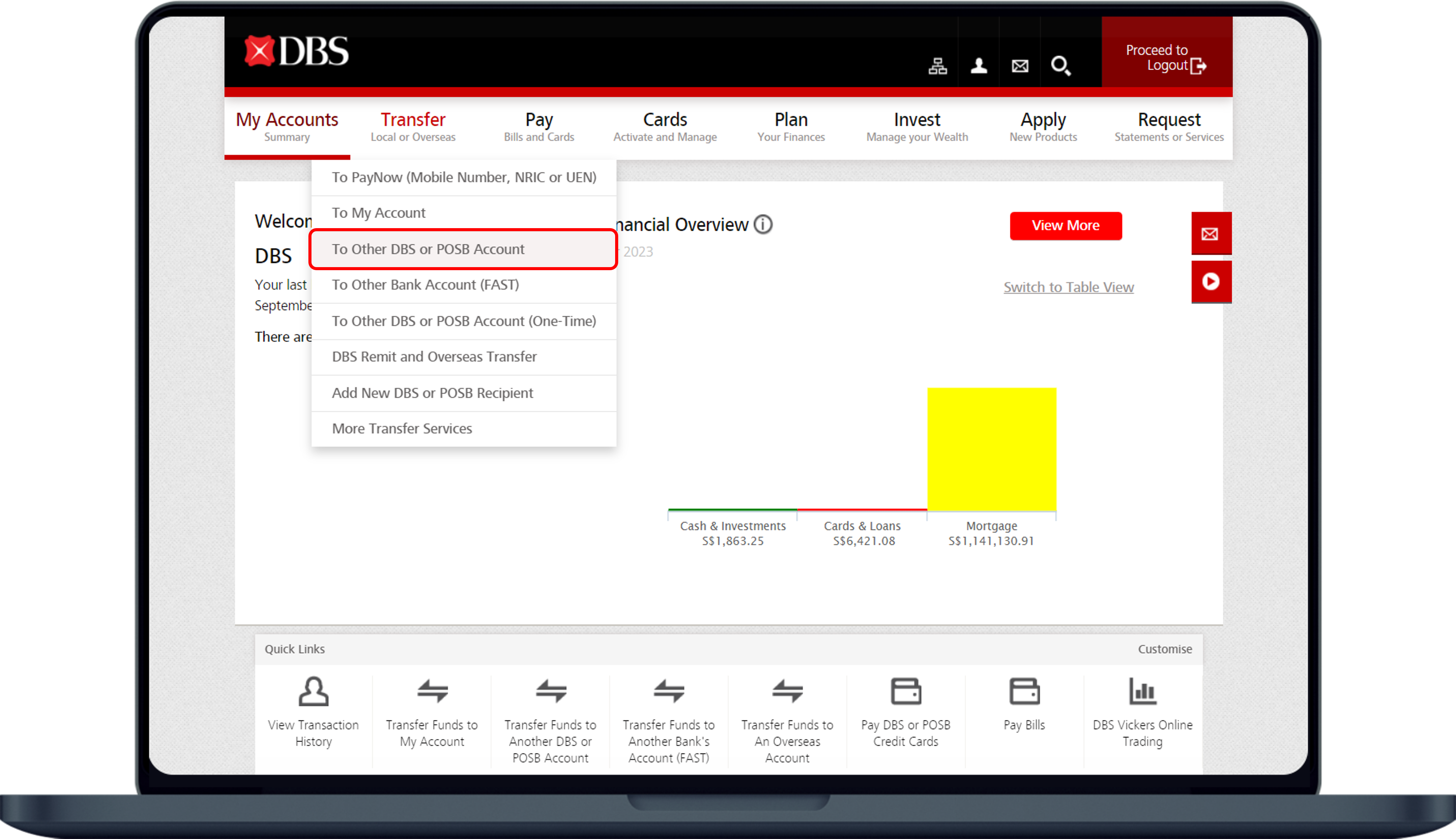 Transfer Funds to Other DBS/POSB Account | DBS Singapore