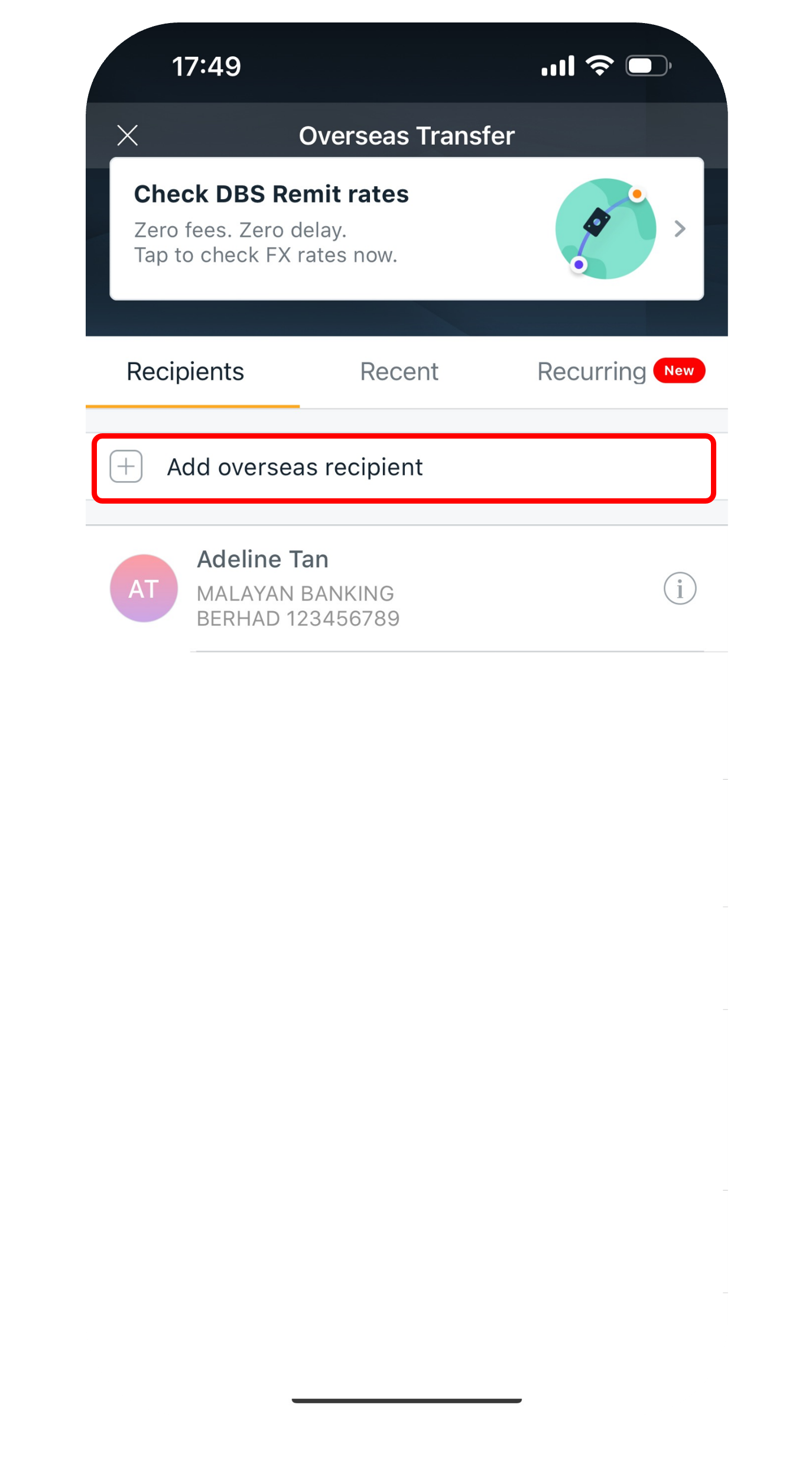 Transfer Funds to Other Bank's Account | DBS Singapore