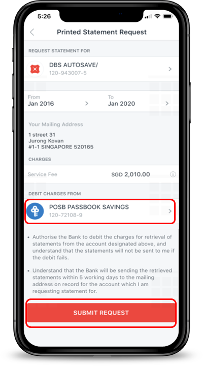 Retrieval Of Printed Account Statements DBS Singapore