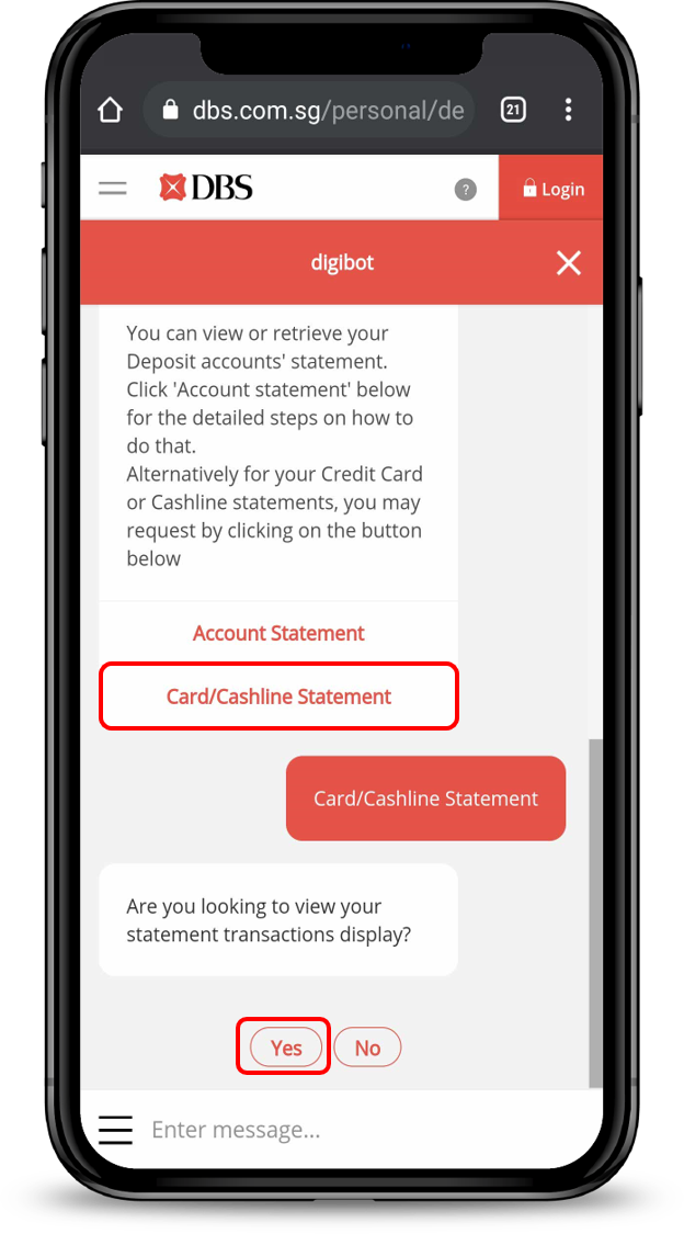Retrieval of Card Statements | DBS Singapore