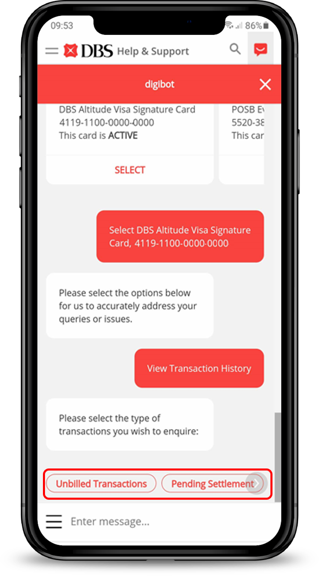 Check Credit Card Transaction Details | DBS Singapore