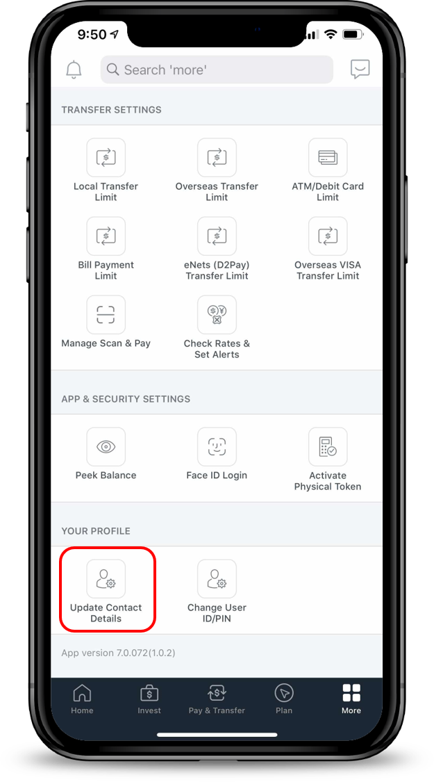 Update Mobile Number | DBS Singapore