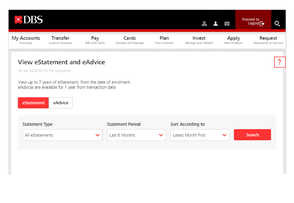 View your eStatements and eAdvices | DBS Singapore